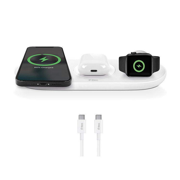 TTEC AirCharger Trio, 3 in 1 Wireless Charger + Type-C Cable | Oksouq