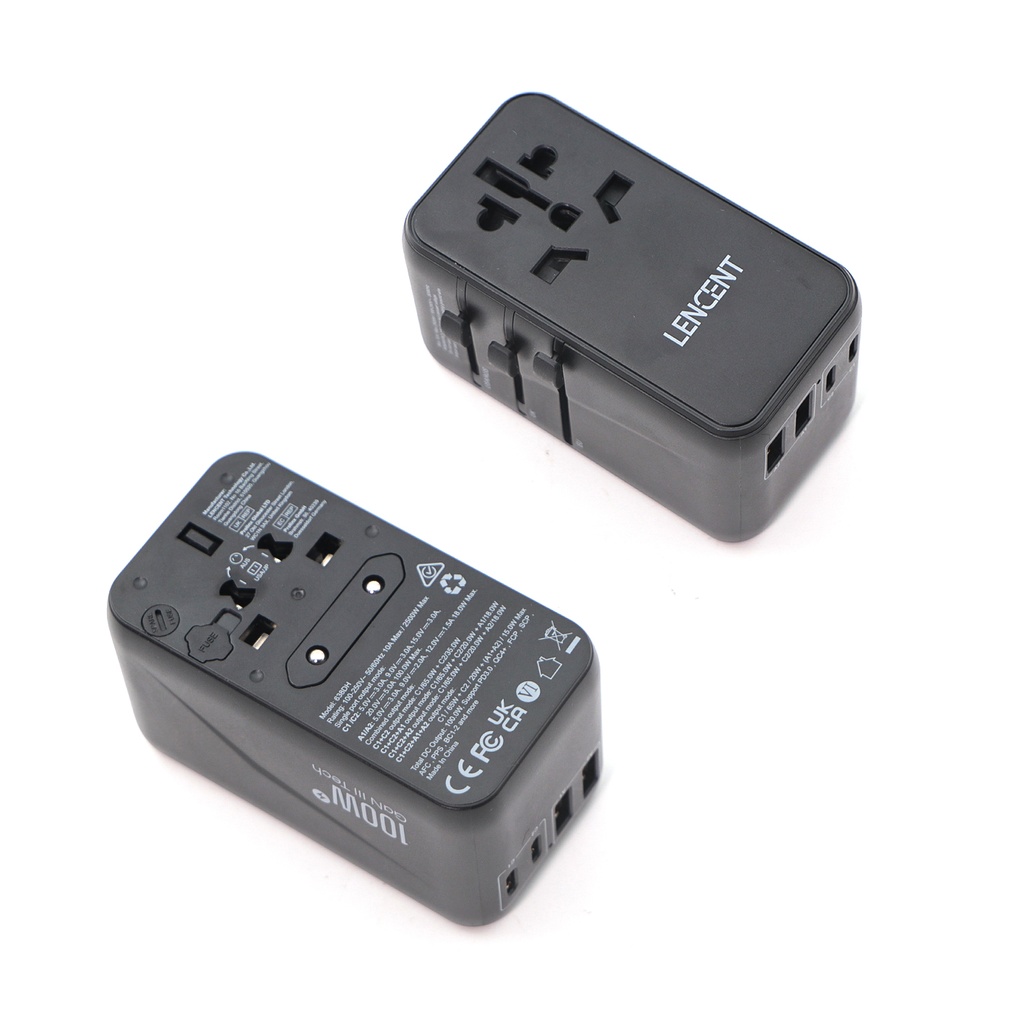 LENCENT Universal Travel Adaptor, 100W Gan International Fast Charger Power Adaptor | Oksouq