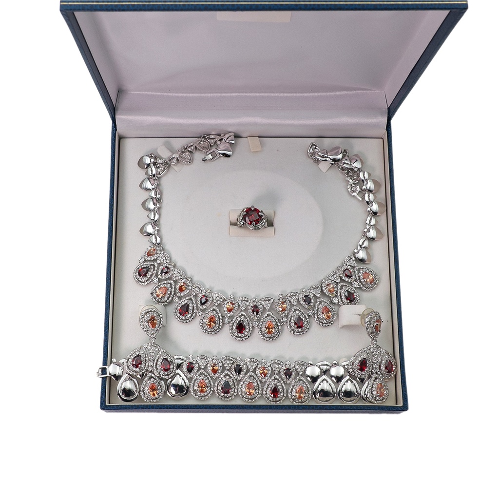 Silver Diamond Necklace Accessories Set | Oksouq