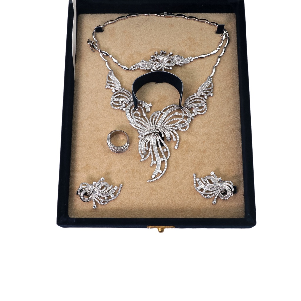 Silver Diamond Necklace Accessories Set | Oksouq